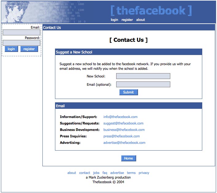 Скриншоты сайта (The) Facebook 2004 года | Блоговик